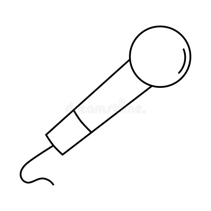 Microphone Outline Flat Icon on White Stock Vector - Illustration of ...