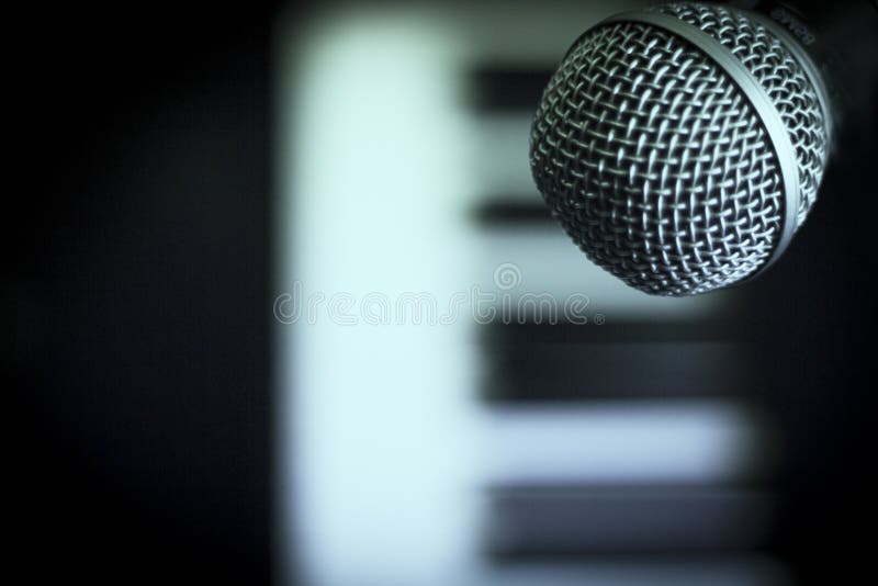 Microphone Over Piano Keys in Dim Light Stock Image - Image of keyboard ...