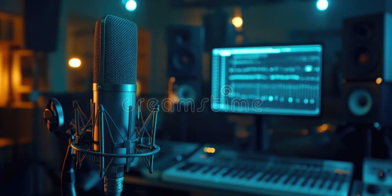 Computer Monitor with Microphone Stock Photo - Image of microphone ...