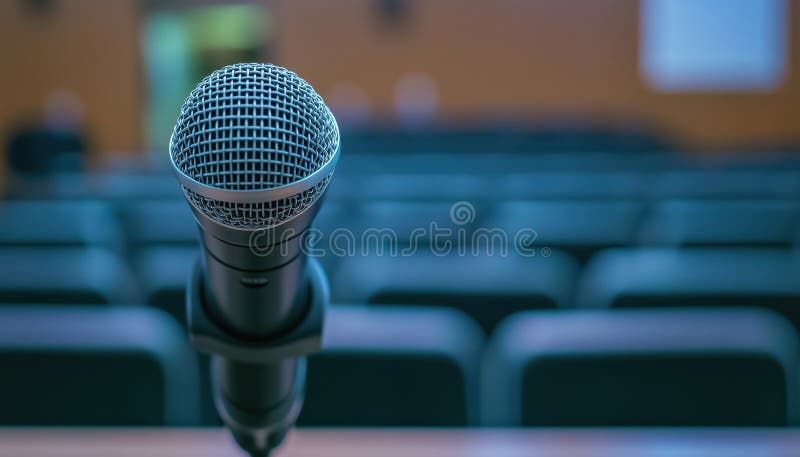 Microphone Placed on a Table Stock Photo - Image of meeting, lecture ...