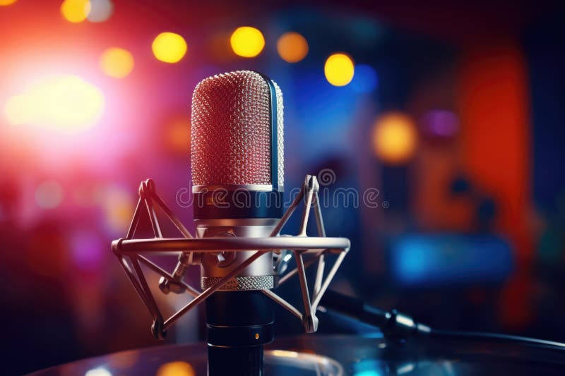 A Microphone Placed on a Table in a Room. Ideal for Capturing Audio in ...