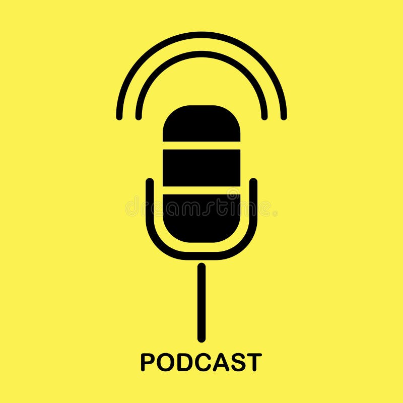 Microphone Podcast Yellow Background in Modern Style. Modern Technology ...