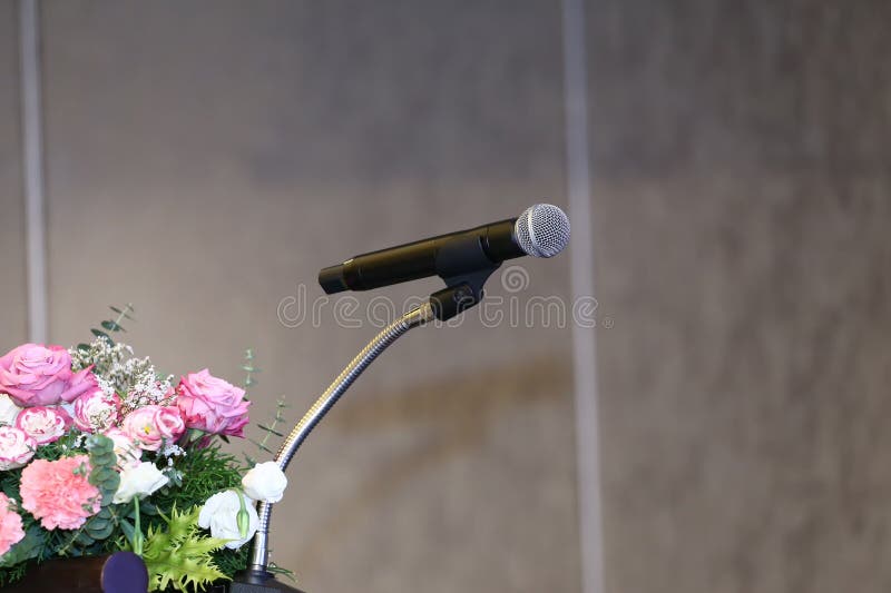 Microphone on the Podium at a Seminar Stock Image - Image of focus ...