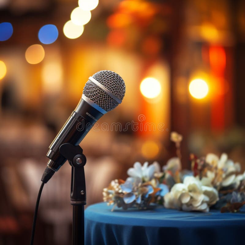 Microphone on Podium Stage for Public Speaking, Enhancing Conference ...