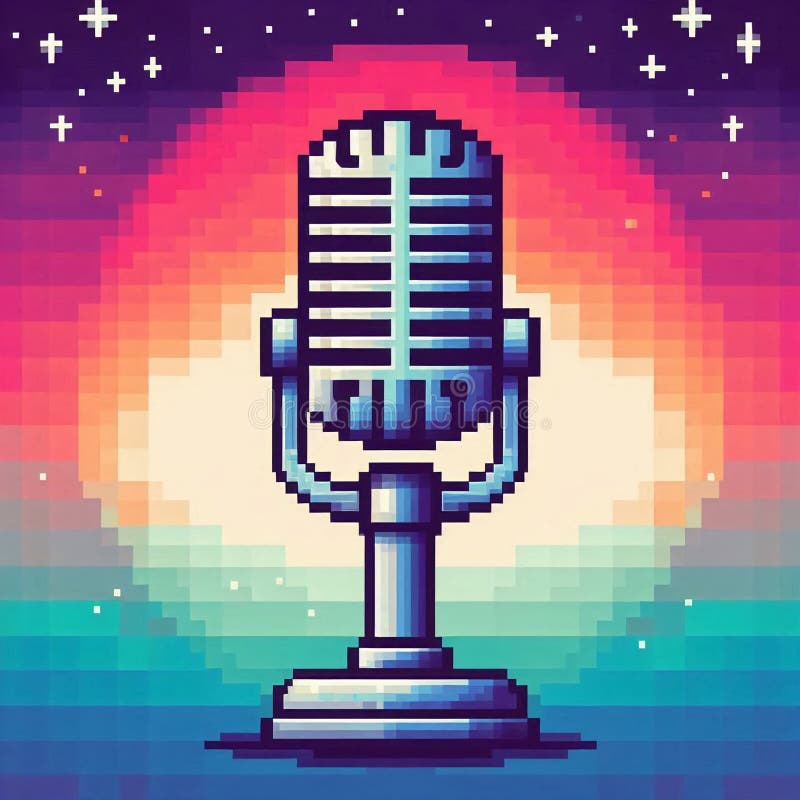 Microphone Portrait, Pixel Art Stock Illustration - Illustration of ...