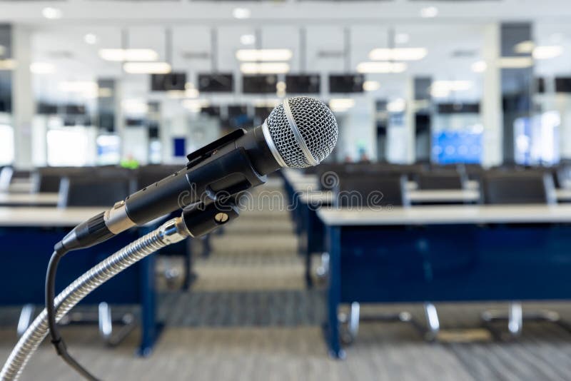 Microphone for Press Conference Speaker Report Interview in Press Room ...