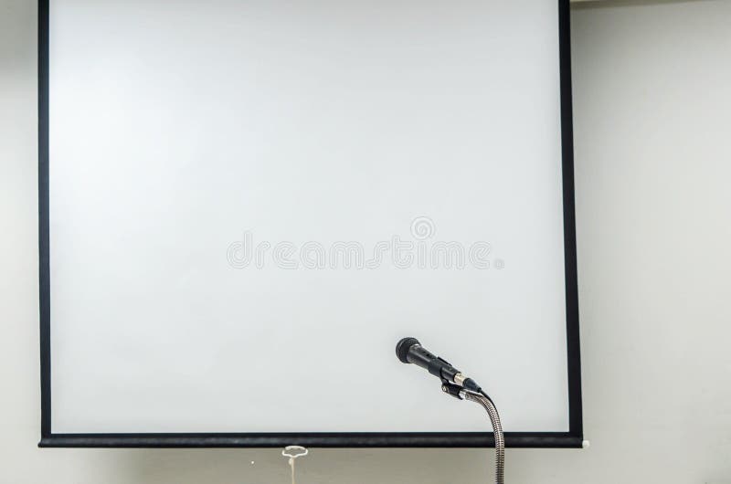 Microphone with Projector Screen Stock Photo - Image of interview ...