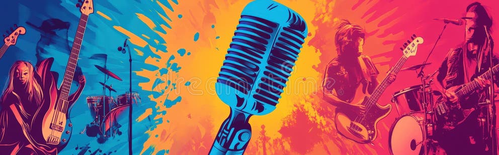 A Microphone is Prominently Positioned on the Stage, Facing a Crowd ...