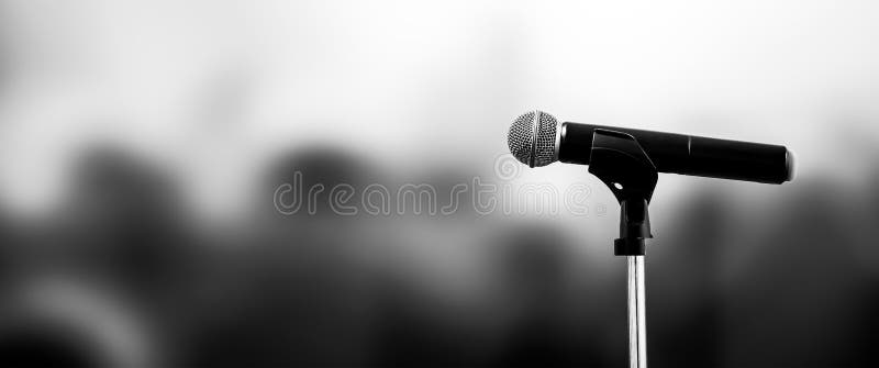 Close Up Microphone on Stand for Speaker Speech Presentation Stage ...