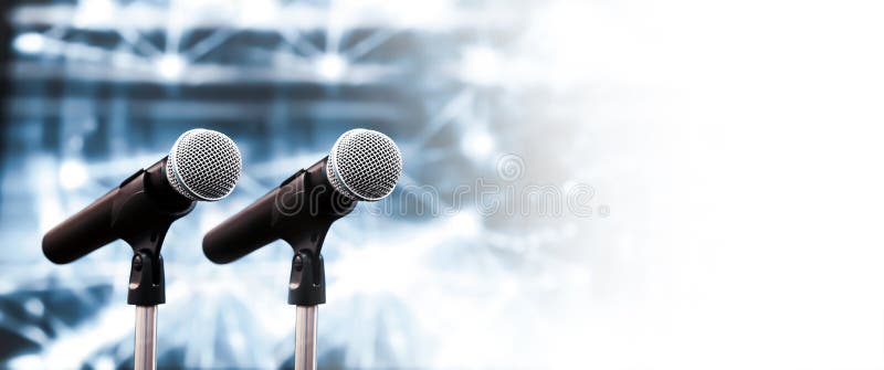 Microphone Public Speaking Background, Close Up Microphone on Stand for ...