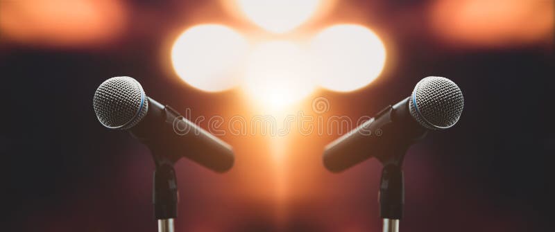 Microphone Public Speaking Background, Close Up Microphone on Stand for ...