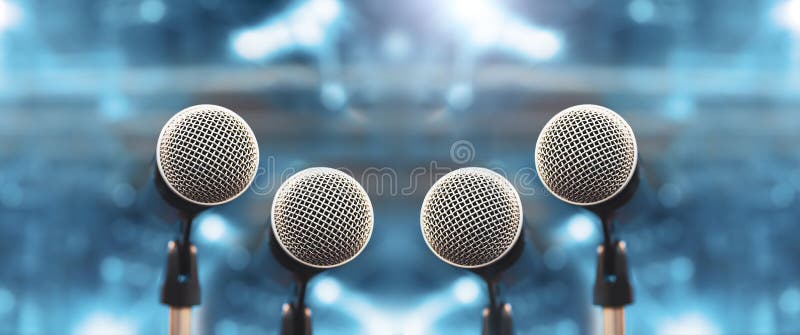 Microphone Public Speaking Background, Close Up Microphone on Stand for ...