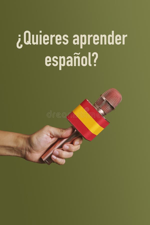 Microphone and Question Do You Want To Learn Spanish Stock Image ...