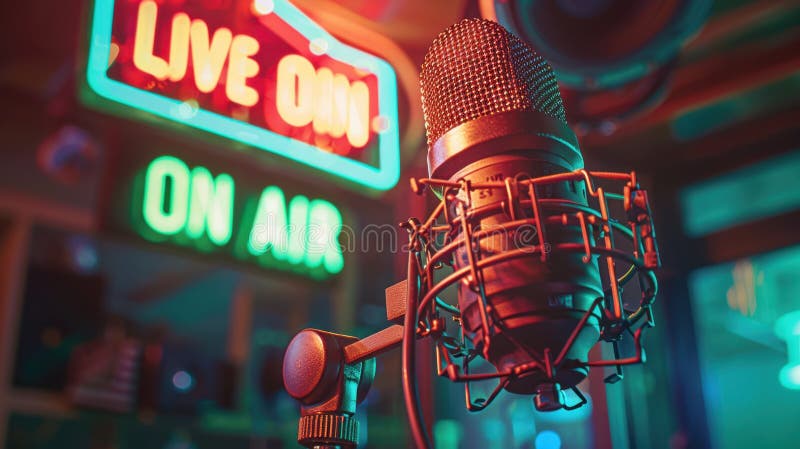 The Microphone in Radio Studio. AI Generated Stock Image - Image of ...