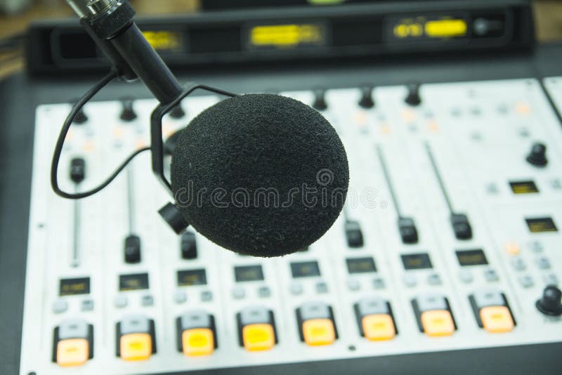 Microphone Modern Radio Station Broadcasting Studio Stock Image - Image ...