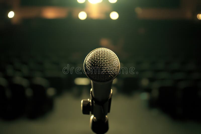 Microphone Ready in Empty Conference Room Stock Illustration ...
