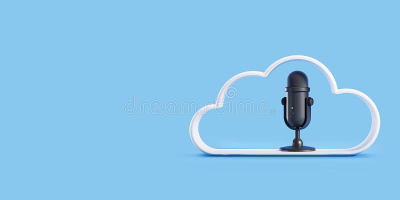 Microphone for Recording Podcast and Cloud. Copy Space Stock ...