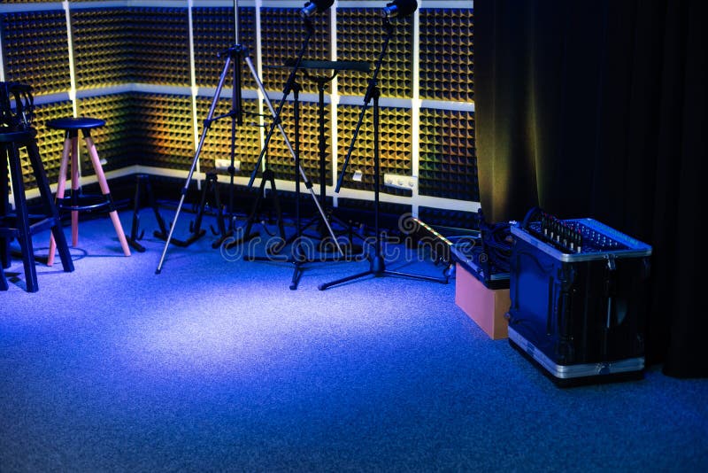 Microphone in a Recording Studio Stock Image - Image of editing ...