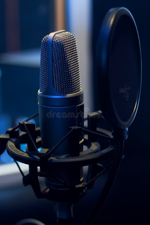 Microphone in a Recording Studio Stock Photo - Image of abstract ...