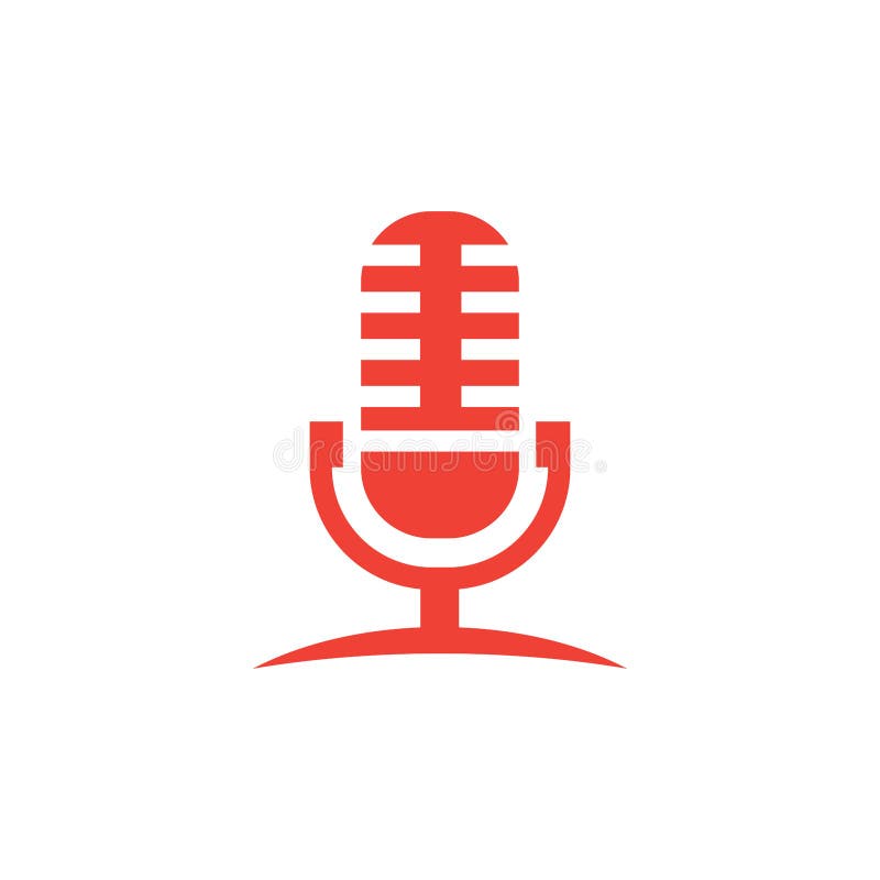 Microphone Red Icon on White Background. Red Flat Style Vector ...