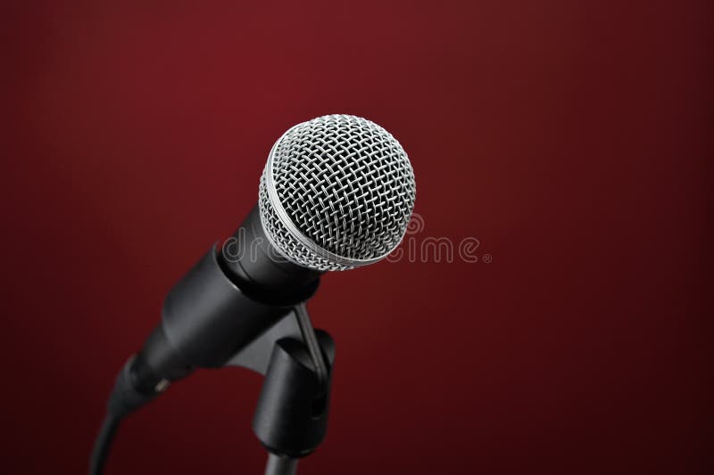 Microphone on red stock image. Image of audio, interview - 72166367