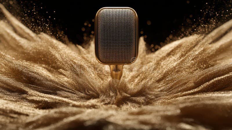 Microphone Resting in Sand Against a Solid Black Backdrop, Creating a ...
