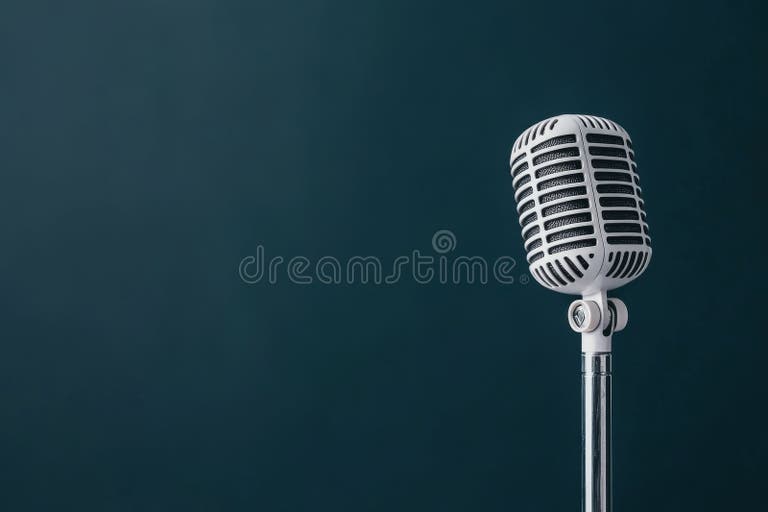 A Microphone with a Retro Aesthetic is Placed on a Stage Featuring a ...
