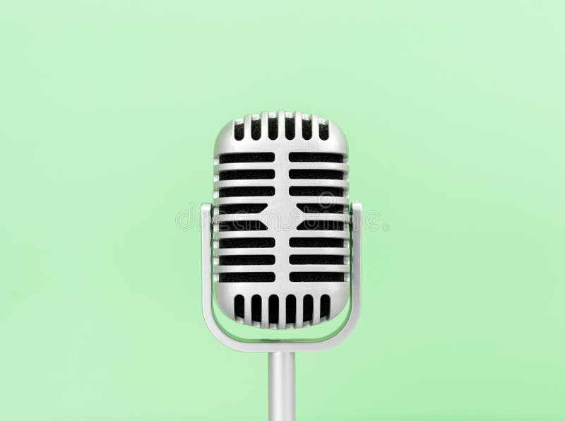 Microphone Retro on Green Background Editorial Photography - Image of ...
