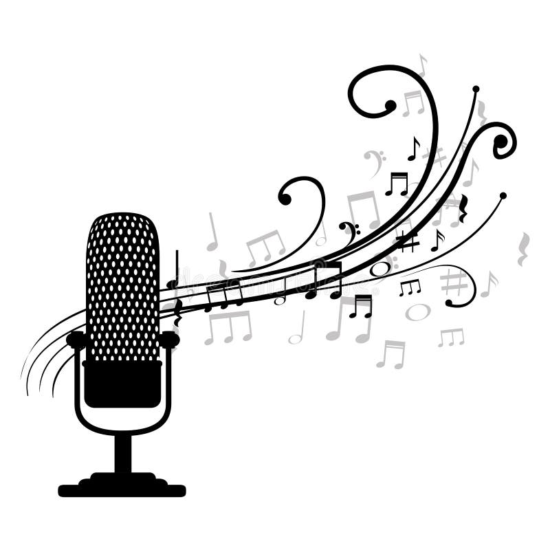 Microphone Retro with Musical Pattern Stock Illustration - Illustration ...