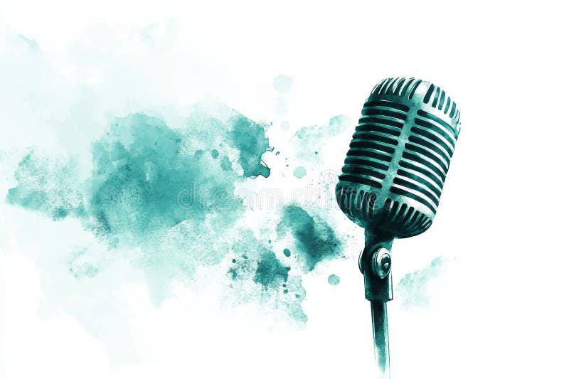 Microphone with Retro Style on a Watercolor Background. Generated with ...