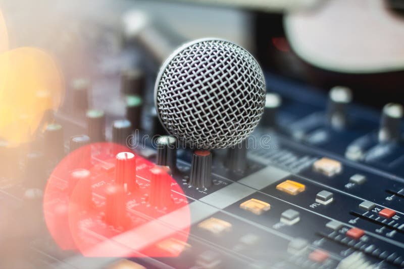 Microphone in Room with Recording Device. Stock Image - Image of ...