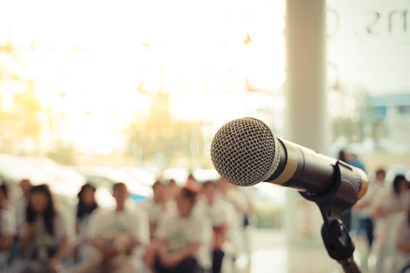 Microphone in Seminar Event , Process in Vintage Style Stock Image ...