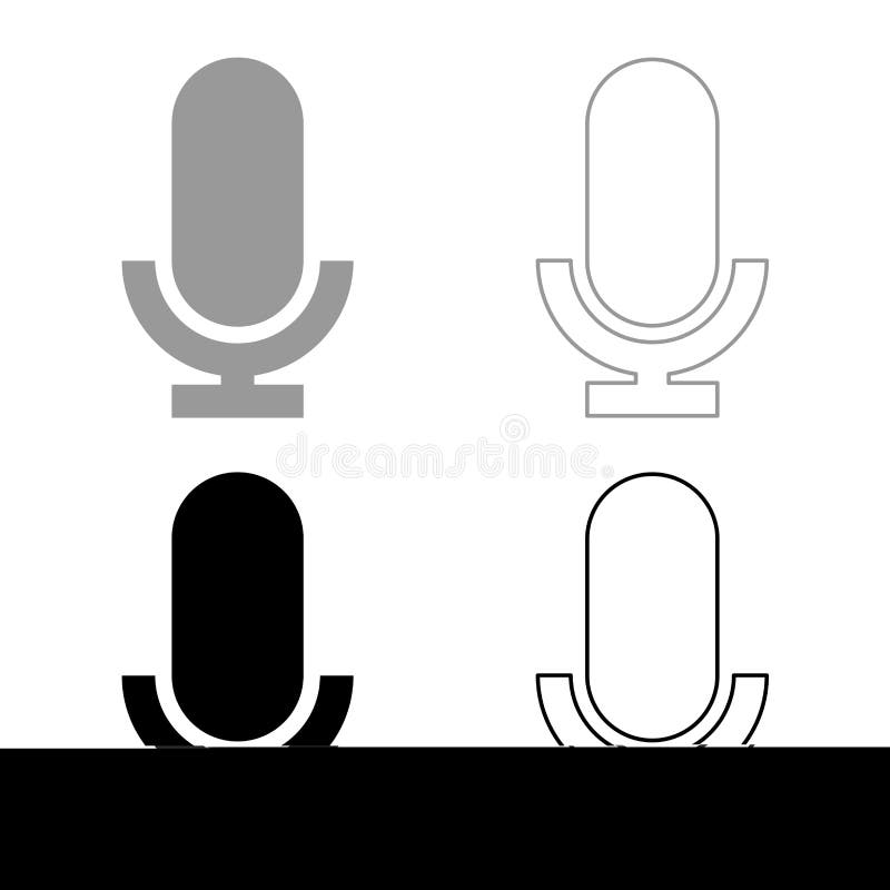 Microphone Set Icon Grey Black Color Vector Illustration Image Flat ...