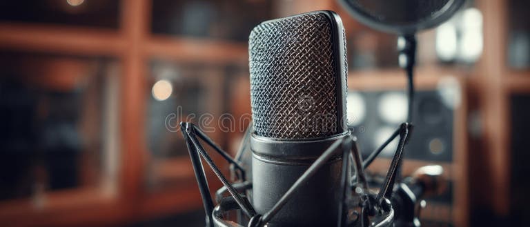 The Microphone Set Up for a Professional Recording Session in a Studio ...