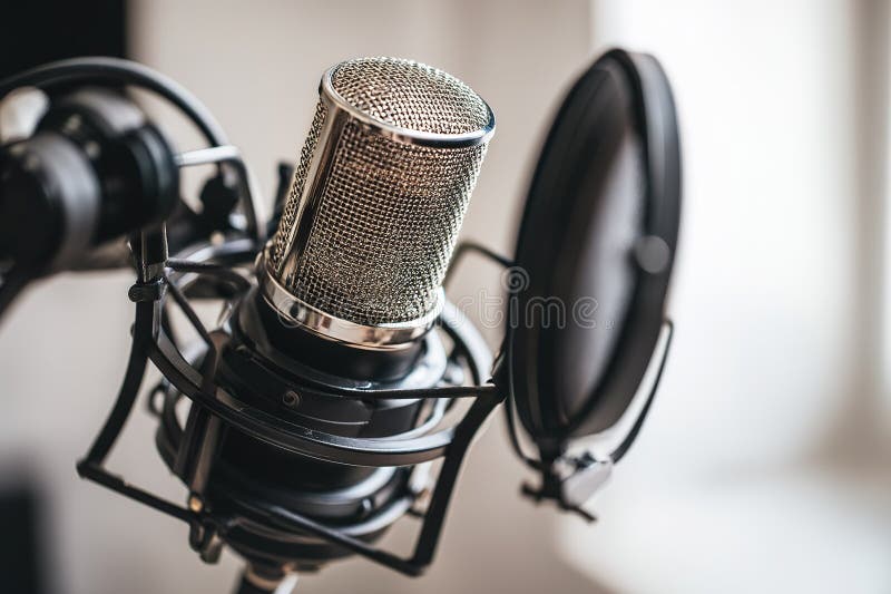 Microphone Setup for Recording Vocals in a Cozy Home Studio Environment ...