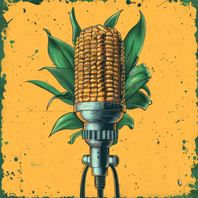 Microphone in the Shape of Corn, Poster Design. Stock Image - Image of ...