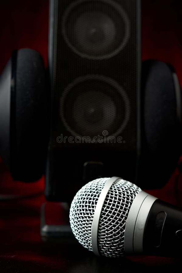 Microphone Sharing with Speaker and Headphones Stock Image - Image of ...