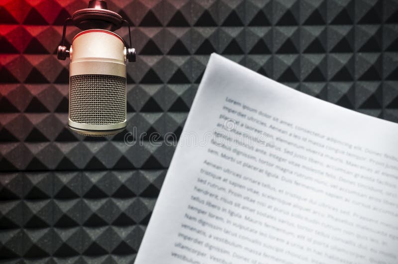 Microphone and a Sheet of Paper with Text Stock Photo - Image of paper ...