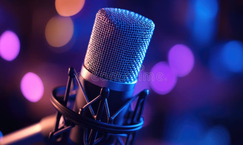 A Microphone with a Silver Cord and a Black Head Stock Image - Image of ...