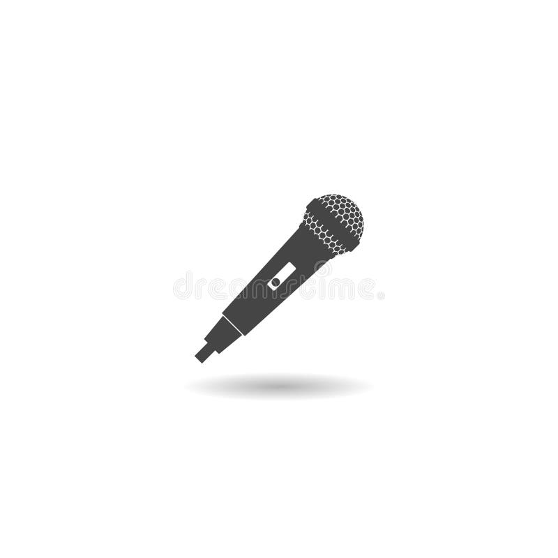 Microphone Simple Icon with Shadow Stock Vector - Illustration of ...