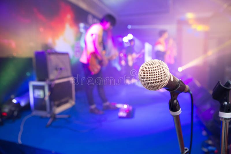Microphone for Singers on Stage Editorial Stock Photo - Image of band ...