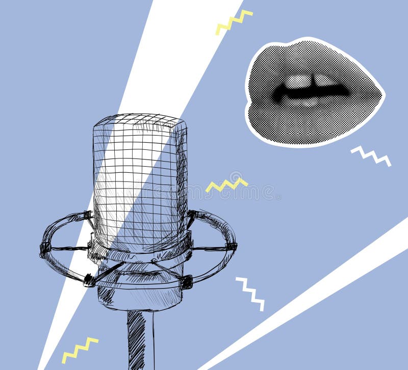 Microphone singing mouth stock vector. Illustration of lips - 305353552