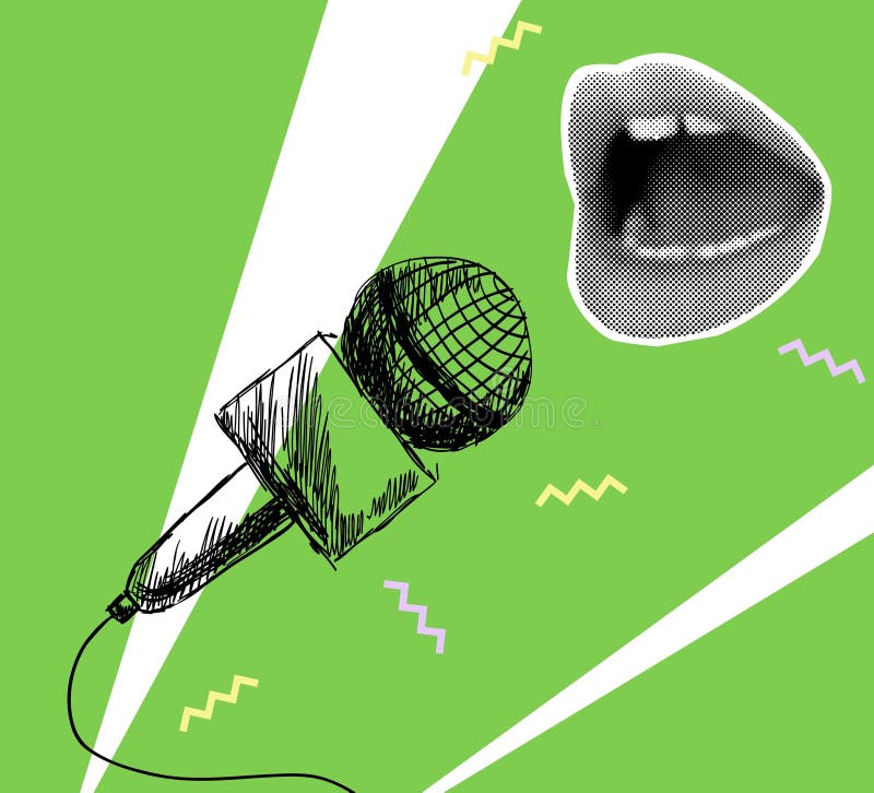 Microphone singing mouth stock vector. Illustration of speech - 306245305