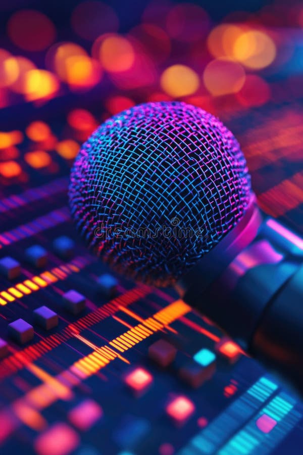Microphone on Keyboard stock photo. Image of sound, office - 376073674