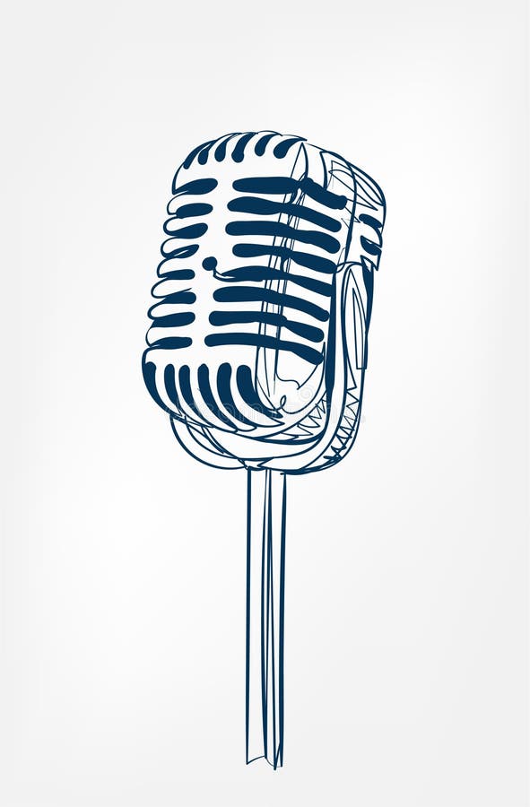 Microphone Sketch Line Design Stock Illustration - Illustration of clip ...