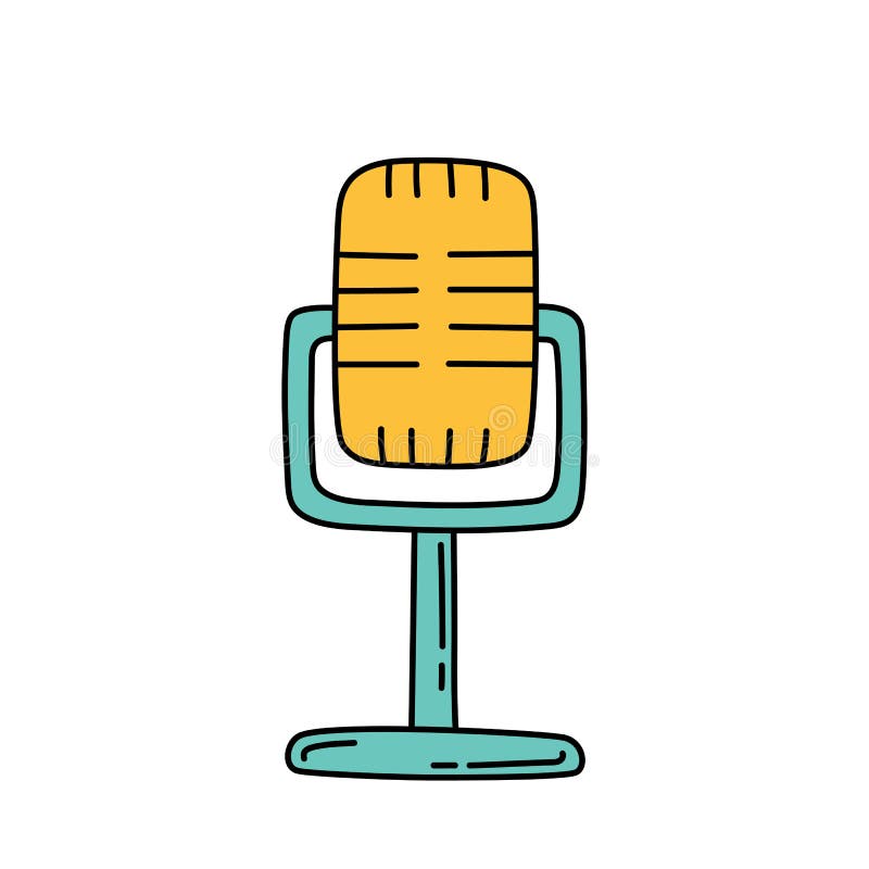 Microphone Sketch. Podcast or Music Item Stock Vector - Illustration of ...