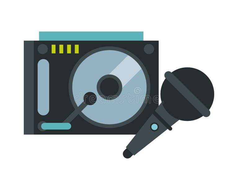 Microphone Sound with Lp Player Stock Vector - Illustration of player ...