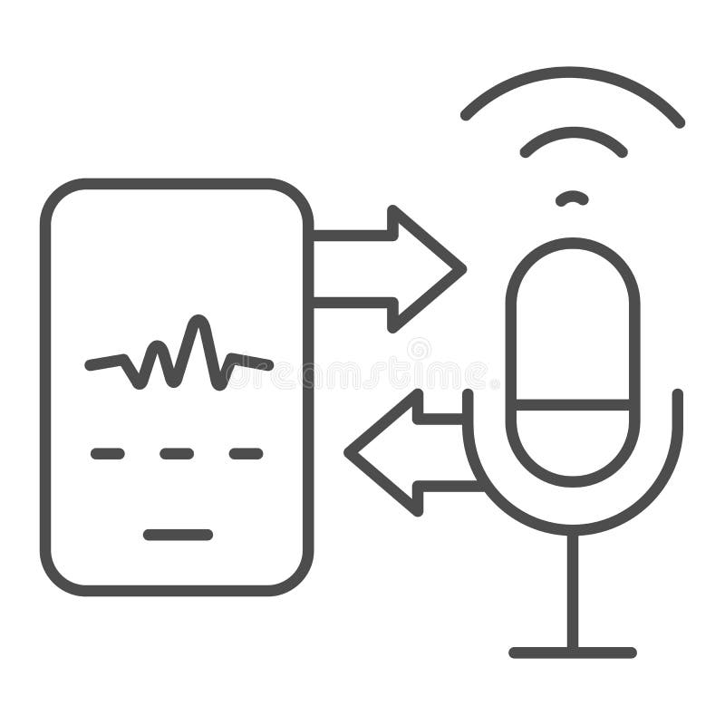 Microphone and Sound Recording with Smartphone Thin Line Icon, Smart ...