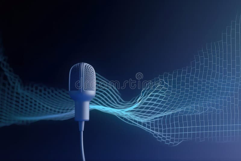 Microphone and Sound Wave on Blue Background. Stock Illustration ...