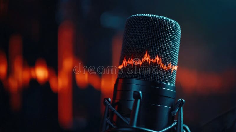 Microphone with sound wave stock photo. Image of stage - 376015648